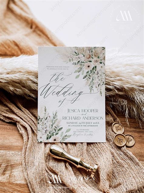 Sage Green Rustic Wedding Invitation Card Amy Design