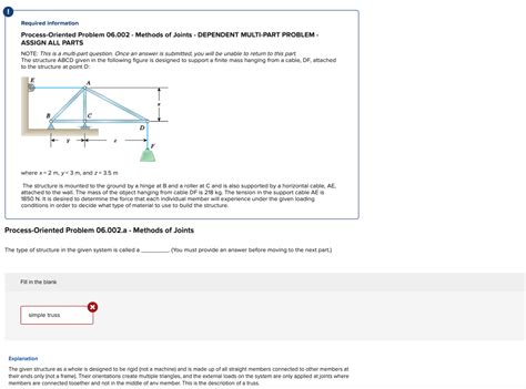 solved process oriented problem 06 002 methods of joints