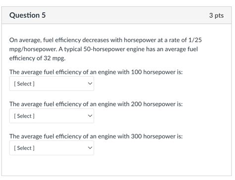 Solved On Average Fuel Efficiency Decreases With Horsepower