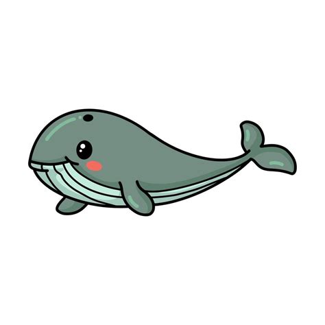Linda Pequeña Ballena De Dibujos Animados Nadando 12710508 Vector En