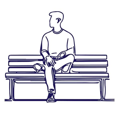 Guy Sitting On Bench Drawing