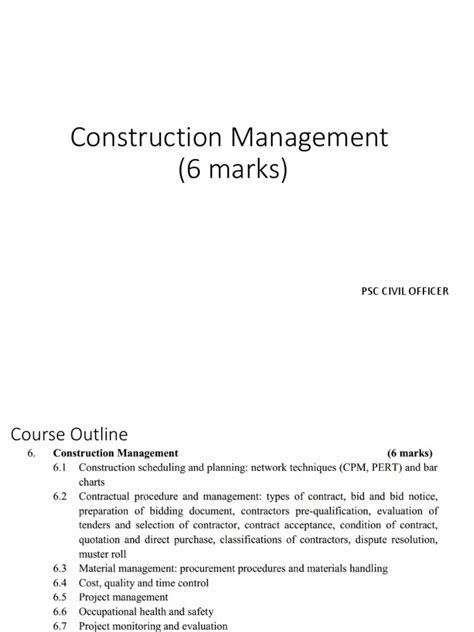 Construction Management Class 123 Pdf Business