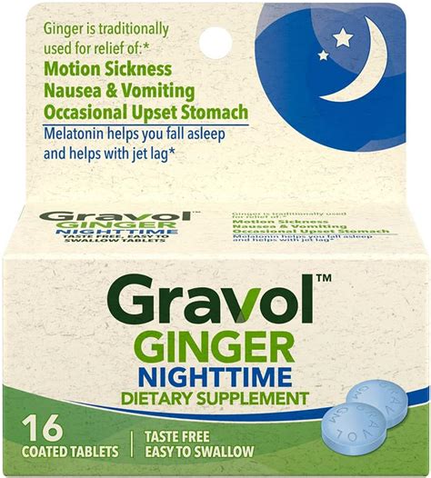 Gravol Ginger Nighttime Tablets For Upset Stomach And Nausea