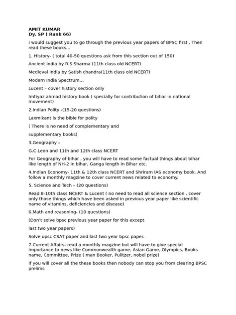 Bpsc Topper Suggetion Pdf