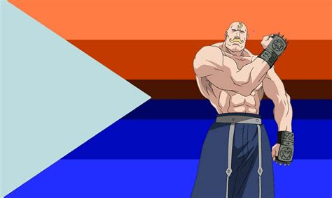 Download Alex Louis Armstrong Flexing His Muscles In Fullmetal Alchemist Wallpaper
