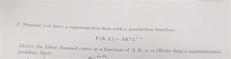 Solved 2 Suppose You Have A Representative Firm With A