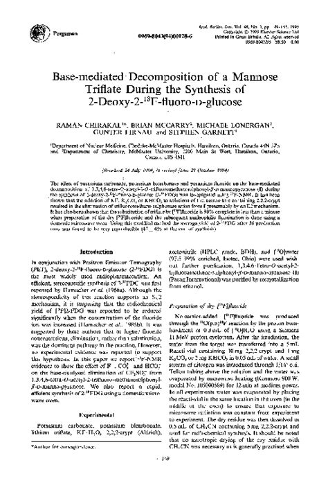Pdf Base Mediated Decomposition Of A Mannose Triflate During The