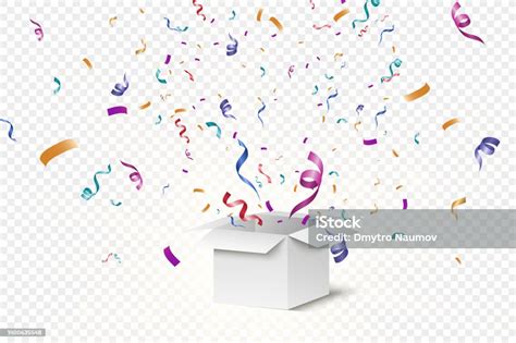 투명한 배경에 다채로운 작은 색종이와 리본이 많이 있습니다 축제 행사 및 파티 다색 배경 투명한 배경에 고립 된 다채로운 밝은 색종이 3차원 형태에 대한 스톡 사진 및 기타