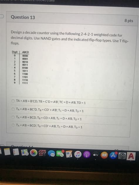 solved question 13 8 pts design a decade counter using the