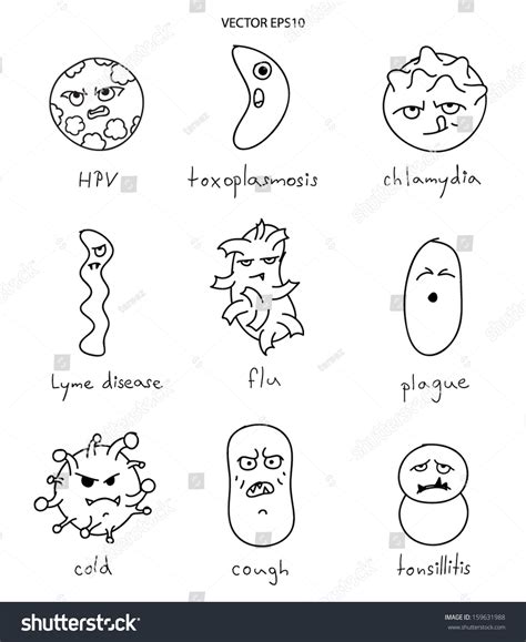 Drawing Viruses Causing Diseases Vector Stock Vector Royalty Free