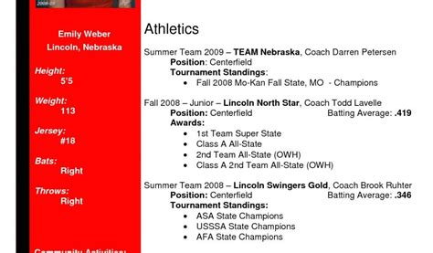 Soccer Team College Recruiting Brochure Template Softball Profile