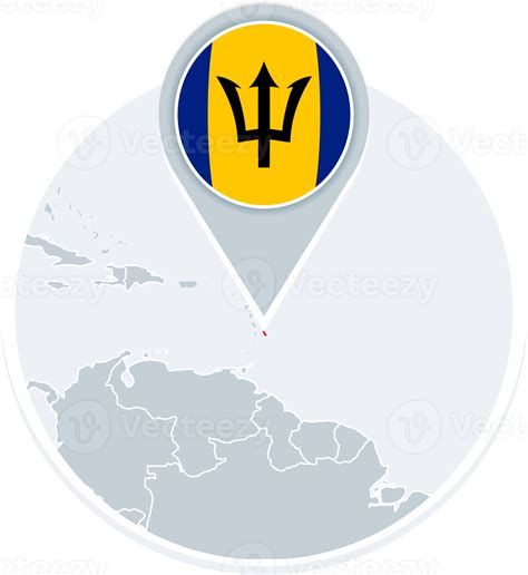 Barbados Map And Flag Map Icon With Highlighted Barbados 68160942 Png