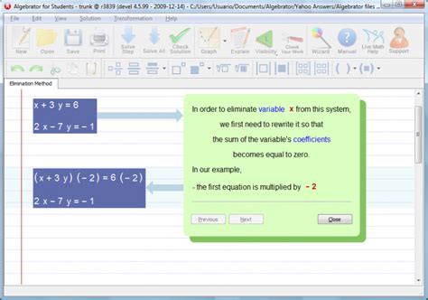 use elimination to solve the system of equations