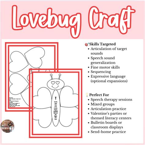 Valentines Day Love Bug Articulation Craft Speech Therapy By Miss Myca
