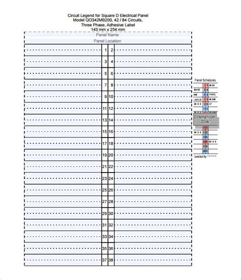 Electrical Panel Schedule Template
