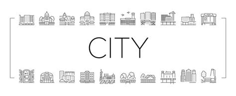 Premium Vector City Construction And Landscape Icons Set Vector