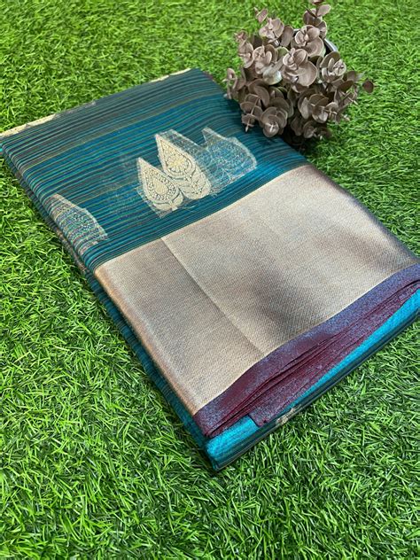 Fancy Tissue Saree With Multiple Stripes Curvy Q