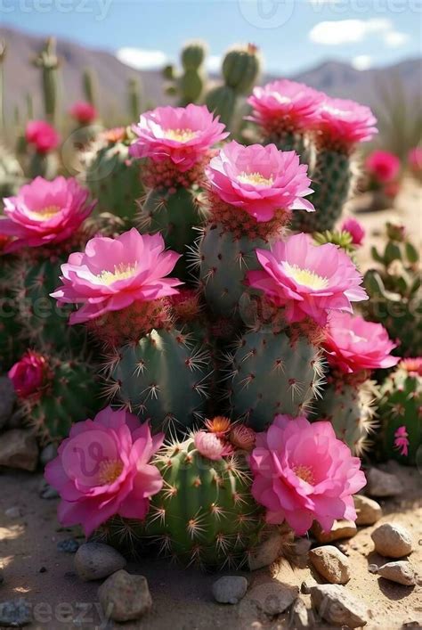Cattace With Flowers Cacti With Flowers Cactus With Pink Flowers And