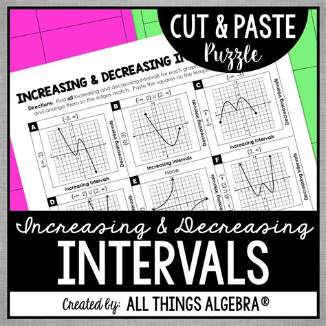 Increasing And Decreasing Intervals Of Graphs Cut And Paste Puzzle All Things Algebra®