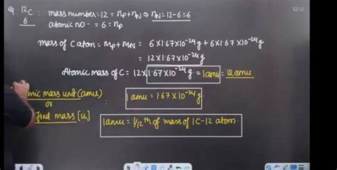 And 12c Mass Number12 Np Nn ⇒ηn 12−666 Atamic No 6np Mass Of