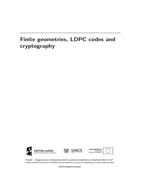 finite geometries ldpc codes and cryptography ustimenko pdf pdf