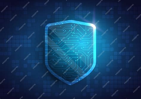 Premium Vector Online Data Protection Shield And Abstract With Computer Technology