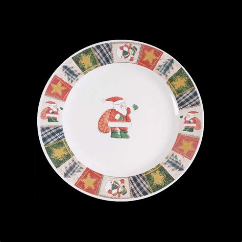 Vintage Christmas Cx733 Stoneware Dinner Plate Santa Sack Of Presents