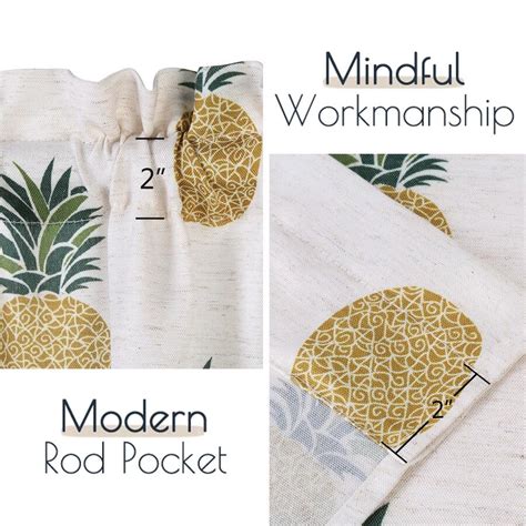 Pineapple Print Linen Blend Kitchen Valance And Tier Curtains Stylish