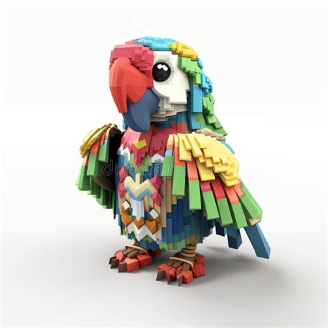 Psychedelic Lego Parrot Innovative 3d Design With Aztec Art Influence