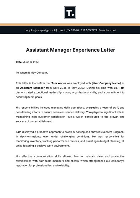 Free Lab Technician Experience Letter Template To Edit Online