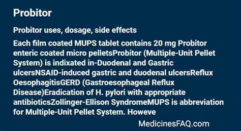 Probitor Uses Dosage Side Effects Food Interaction And Faq