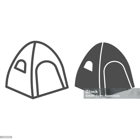 텐트 라인과 솔리드 아이콘 여름 휴가 개념 흰색 배경에 관광 텐트 기호 모바일 개념 및 웹 디자인에 대한 개요 스타일의 캠핑 텐트 아이콘 벡터 그래픽 개념에 대한 스톡 벡터
