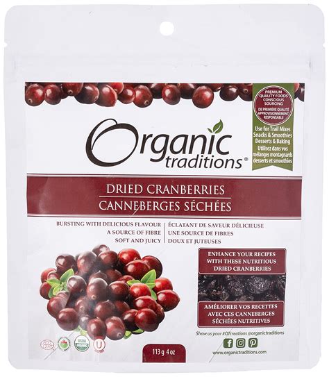 Organic Traditions Dried Cranberries 4 Oz Nutritious Superfood Snack