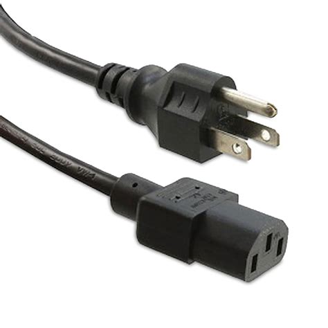 Power Cable Nema 5 15p To C13 14awg 15a 250v Black 0 3m 1ft