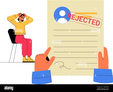 Rejected Job Application With Female Character Sitting Distressed In