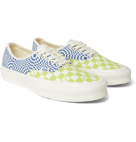 Vans Og Authentic Lx Checkerboard Canvas Sneakers Green Vans