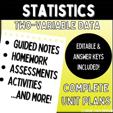 Statistics Two Variable Data By Goldies Math Emporium Tpt