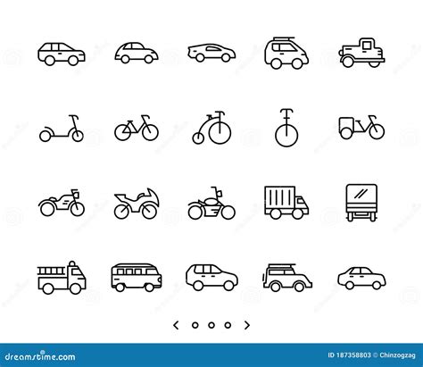 Transportation Line Icon Set Stock Vector Illustration Of Silhouette Bike 187358803