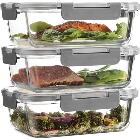 Finedine 6 Piece Superior Glass Food Storage Containers Set 35oz