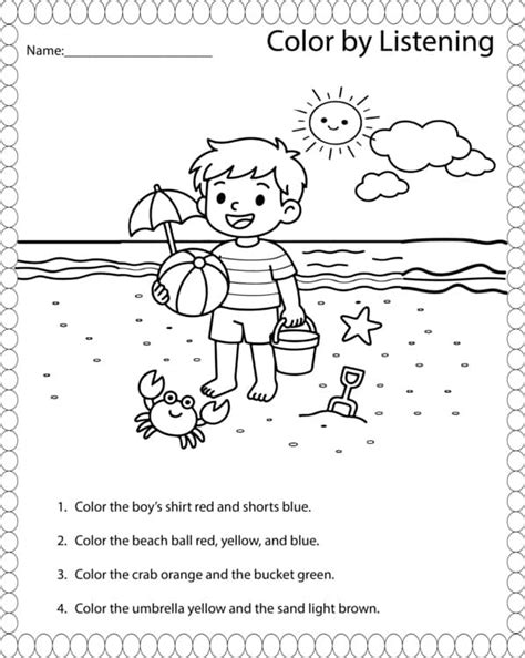 Summer Color By Listening Bundle Following Directions Drawing Prompts