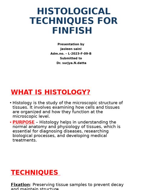 Histological Techniques For Finfish Study Pdf Histology Staining