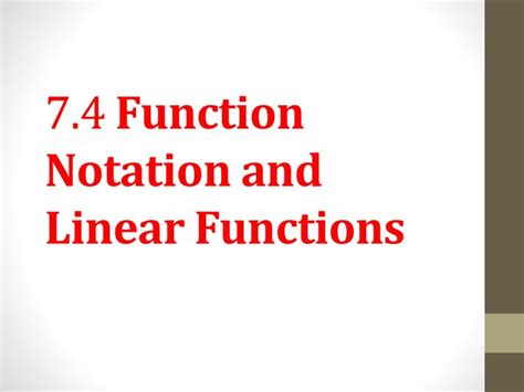 Ppt 74 Function Notation And Linear Functions Powerpoint Presentation Id3453223
