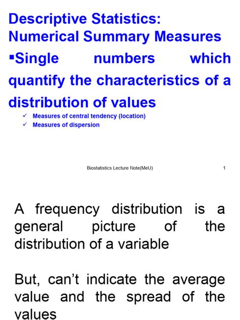 Mescriptive Numerical Summary Measures Pdf Mean Mode Statistics