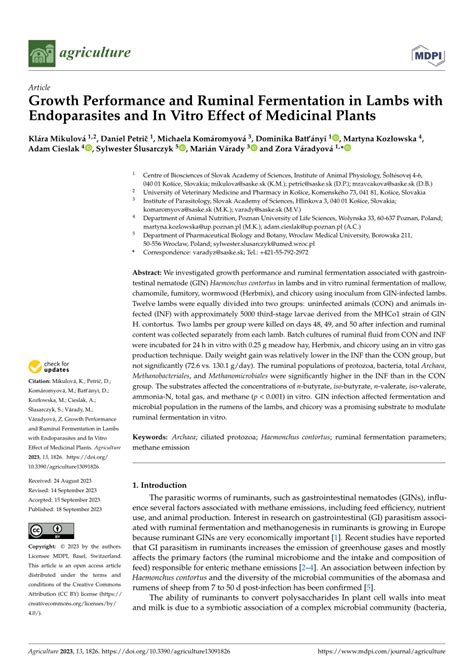 Pdf Growth Performance And Ruminal Fermentation In Lambs With
