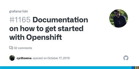 documentation on how to get started with openshift · issue 1165