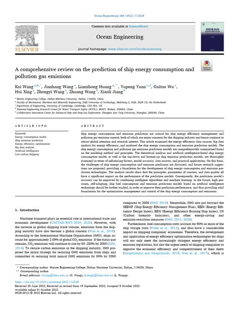 A Comprehensive Review On The Prediction Of Ship Energy Consumption And