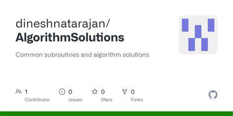 Github Dineshnatarajanalgorithmsolutions Common Subroutines And Algorithm Solutions