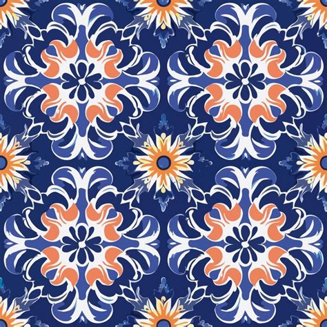 European Ceramic Pattern Premium Ai Generated Vector