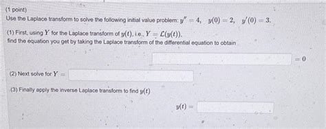 Solved 1 Point Use The Laplace Transform To Solve The