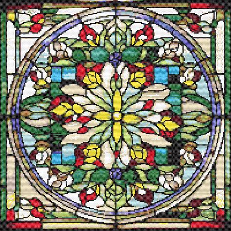 Stained Glass Cross Stitch Pattern Pdf Instant Download Floral Counted